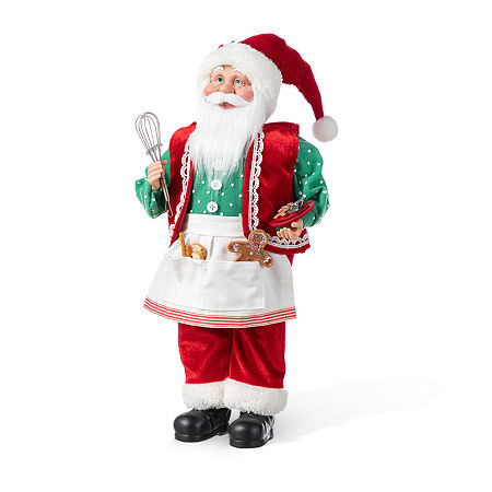 Glitzhome 18 Faux Fur Christmas Chef Santa Figurine - Multi