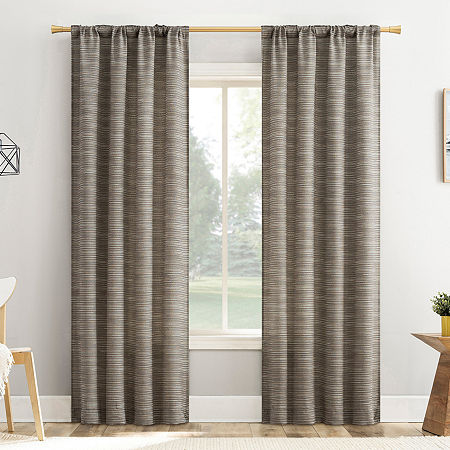 Lenora Space Dyed Textured Semi-Sheer Back Tab Curtain Panel - Mocha brown