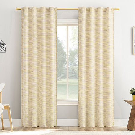 Lenora Space Dyed Textured Semi-Sheer Back Tab Curtain Panel - Taupe