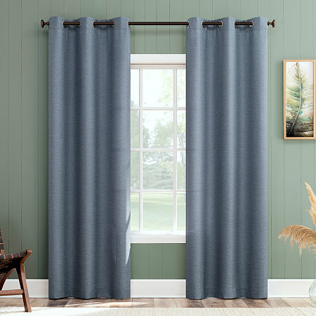 No. 918 Lance Textured Semi-Sheer Grommet Curtain Panel - Denim blue