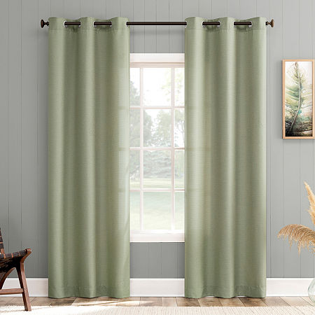 No. 918 Lance Textured Semi-Sheer Grommet Curtain Panel - Sage green