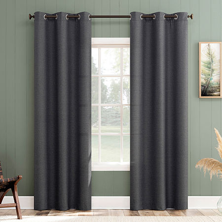 No. 918 Lance Textured Semi-Sheer Grommet Curtain Panel - Steel gray