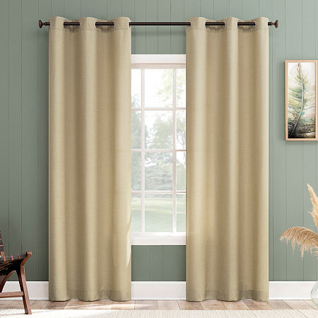 No. 918 Lance Textured Semi-Sheer Grommet Curtain Panel - Taupe