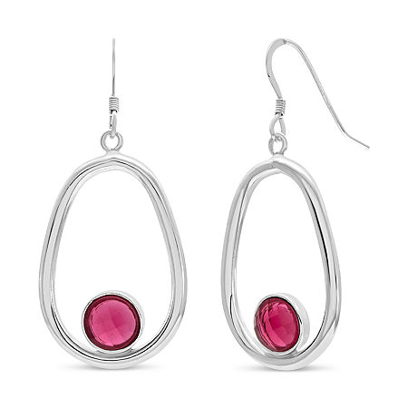 Click here for Womens Red Cubic Zirconia Sterling Silver Drop Ear... prices