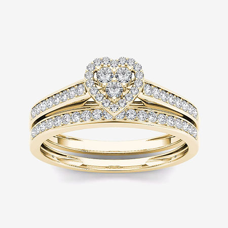 Click here for 1/2 CT.T.W. Natural Diamond 10K Yellow Gold Heart-... prices