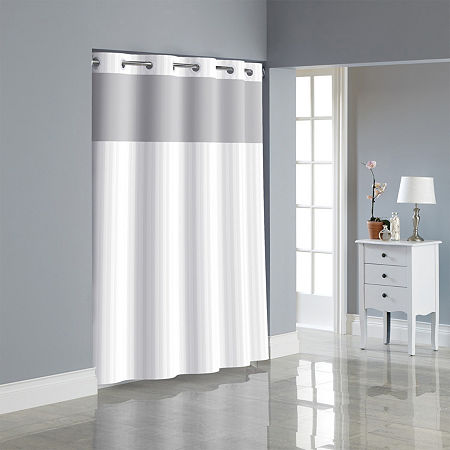 Click here for Hookless Satin Stripe Shower Curtain  One Size  Wh... prices