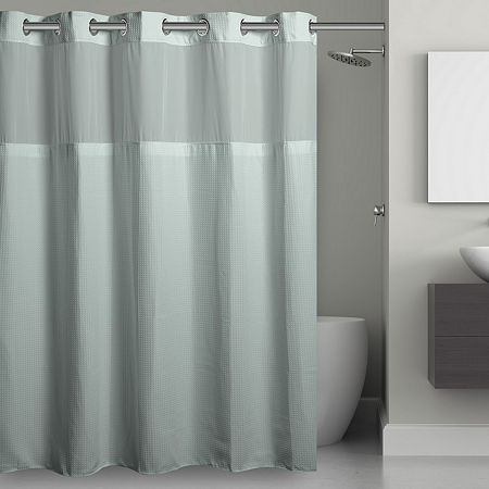 Click here for Hookless Waffle Shower Curtain  One Size  Blue prices