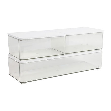 Click here for Martha Stewart 3 Pack Clear Bins With White MDF Li... prices