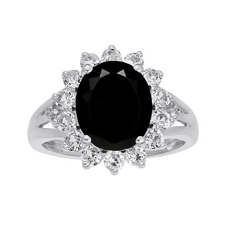 Click here for Oval Genuine Black Onyx and Lab-Created White Sapp... prices
