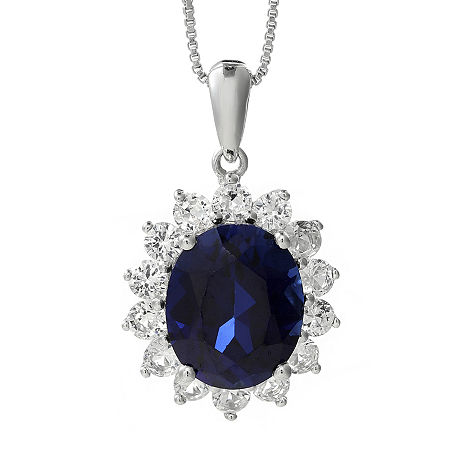 Click here for Lab-Created Blue and White Sapphire Starburst Pend... prices