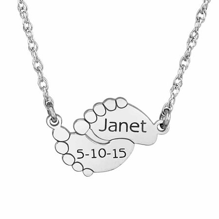 Click here for Personalized Name & Date Baby Feet Pendant Necklac... prices