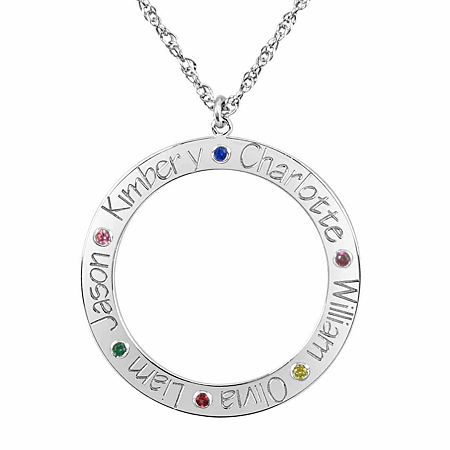 Click here for Personalized Birthstone Family Name Circle Pendant... prices