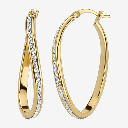 Click here for 18K Gold Over Silver 35mm Glitter Hoop Earrings  O... prices