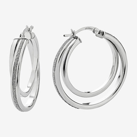 Click here for Sterling Silver 30mm Glitter Hoop Earrings  One Si... prices