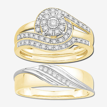 Click here for 3PC His and Hers Trio Wedding Set Featuring 3/8 CT... prices