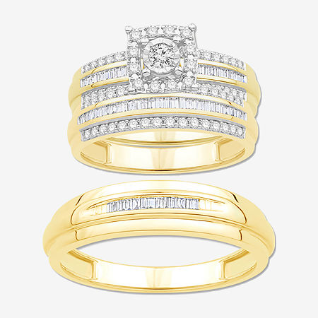 Click here for 3PC His and Hers Trio Wedding Set Featuring 3/4 CT... prices
