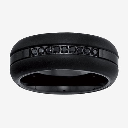 Click here for Mens 8MM 1/5 CT. Natural Black Diamond Tungsten We... prices