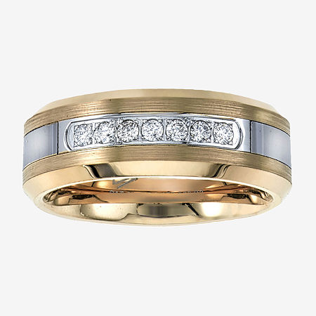 Click here for Mens 8MM 1/5 CT. Natural White Diamond Tungsten We... prices