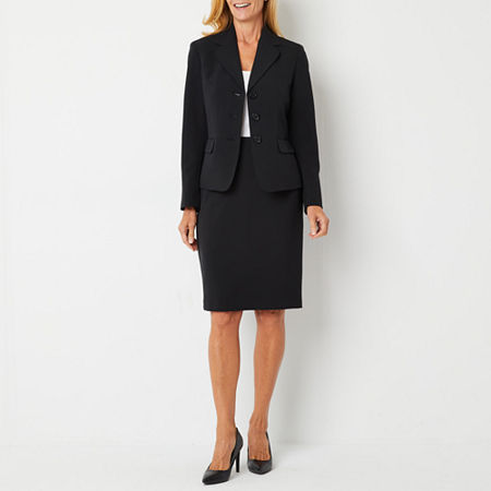 Le Suit 2-pc. Knee Length Skirt Suit  8  Black