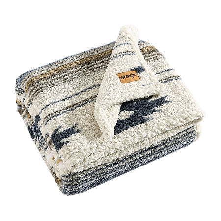 Wrangler Coyote Sands Sherpa Throw  60 x 50 - Brown  Navy