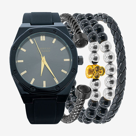 Click here for American Exchange Mens Black Silicone Strap Watch... prices