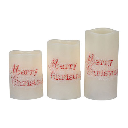 Click here for Northlight Led Frosted Merry Wax Pillar - 6in - Se... prices
