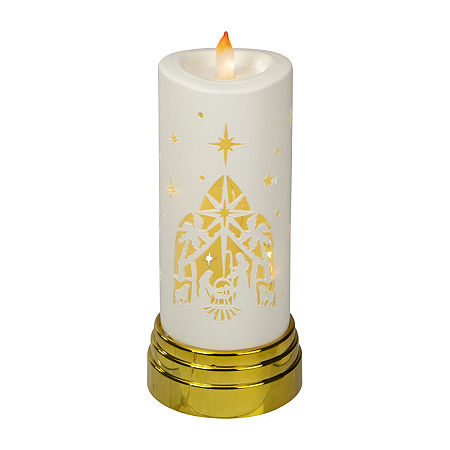 Click here for Northlight 9in Gold And White Nativity Scene Flame... prices