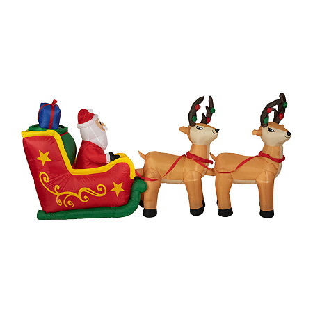 Northlight 8ft Inflatable Santafts Sleigh And Reindeer Christmas Inflatable  One Size  Red