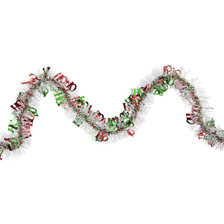 Click here for Northlight 12ft X 2.5 Ho Ho Ho Wrapped Tinsel Chri... prices
