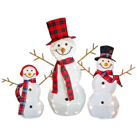 Click here for Northlight Lighted Tinsel Snowmen Family - Clear L... prices