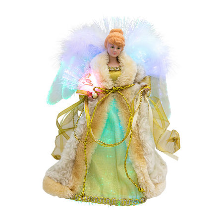 Northlight Color-Changing Fiber Optic Angel - 12in - Gold Christmas Tree Topper  One Size  Beige