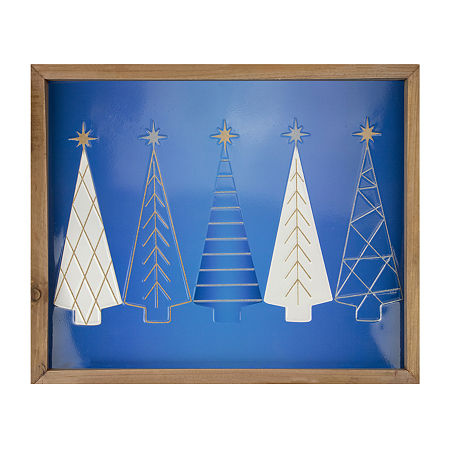 Click here for Northlight 17.75in Blue And White Trees Wooden Fra... prices