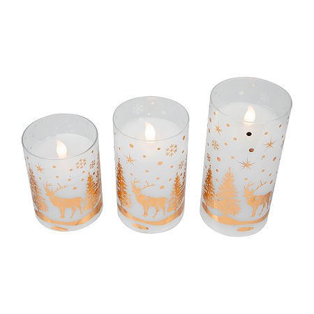 Click here for Northlight Led Flickering Woodland Glass Pillar -... prices