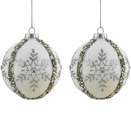 Click here for Northlight Set Of 2 Matte White Sequin Glitter Sno... prices