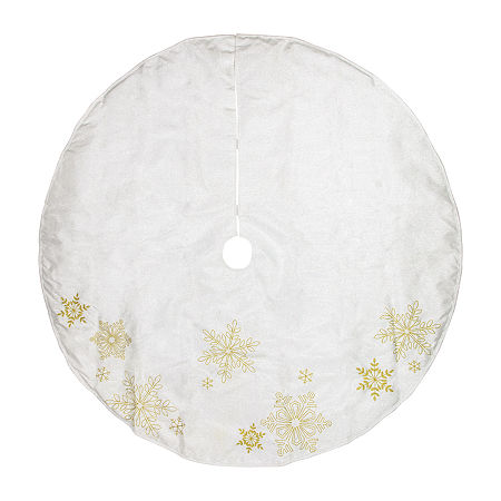 Click here for Northlight 48in White With Gold Embroidered Snowfl... prices