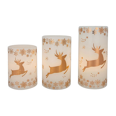 Click here for Northlight Led Reindeer Flickering Wax Pillar - 6i... prices