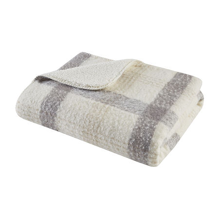 Woolrich Bloomington Faux Mohair to Sherpa Throw  50 x 60 - Natural