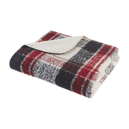 Woolrich Bloomington Faux Mohair to Sherpa Throw  50 x 60 - Red