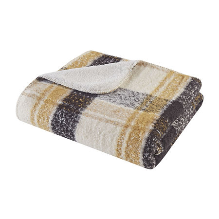 Woolrich Bloomington Faux Mohair to Sherpa Throw  50 x 60 - Tan