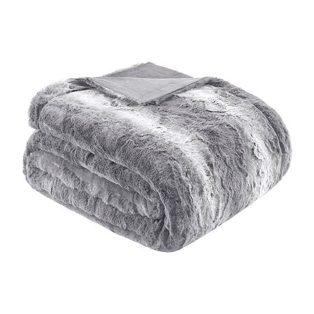 Madison Park Zuri Faux-Fur Throw  50 x 60 - Gray