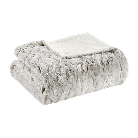 Madison Park Zuri Faux-Fur Throw  50 x 60 - Snow Leopard
