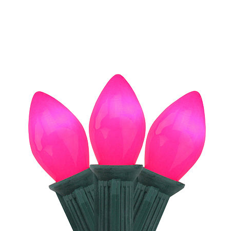 Northlight Set of 25 Opaque Pink Purple C7 Christmas Lights 12 Spacing - Green Wire - Pink