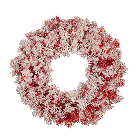 Click here for Northlight Pre-Lit Flocked - 24in - Red - Clear Li... prices