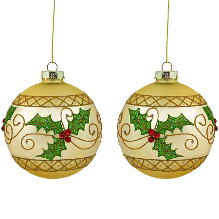 Click here for Northlight Set Of 2 Golden Glittered Holly And Ber... prices