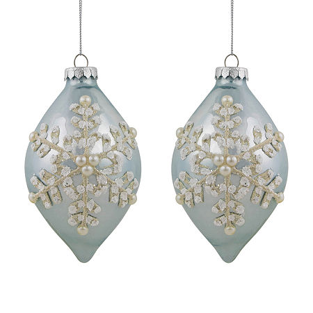 Click here for Northlight Set Of 2 Shiny Artic Blue Textured Snow... prices