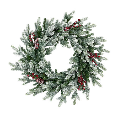 Click here for Northlight 24 Flocked Snowcap Grove Fir Wreath  On... prices