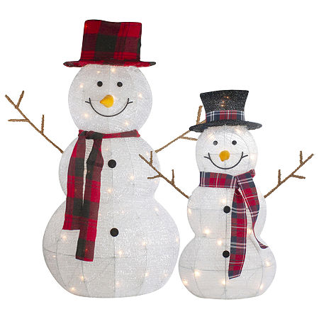 Click here for Northlight Lighted Tinsel Snowmen Family - Clear L... prices