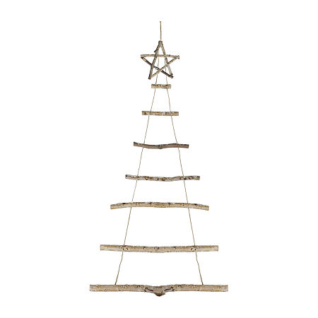 Northlight 48 Natural 7-Tier Wall Hanging Twig Tree with Star Christmas Decoration - White
