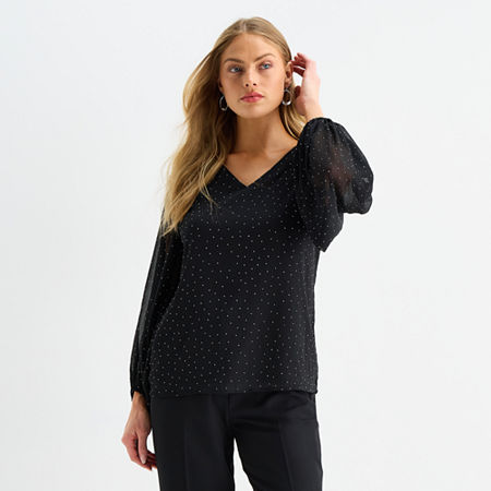 Click here for MSK Womens V Neck Long Sleeve Blouse  X-large  Bla... prices