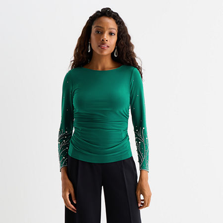 Click here for MSK Womens Round Neck Long Sleeve Blouse  Small  G... prices